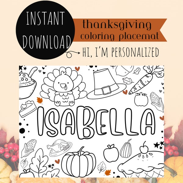 Thanksgiving Placemats for Kids - Etsy