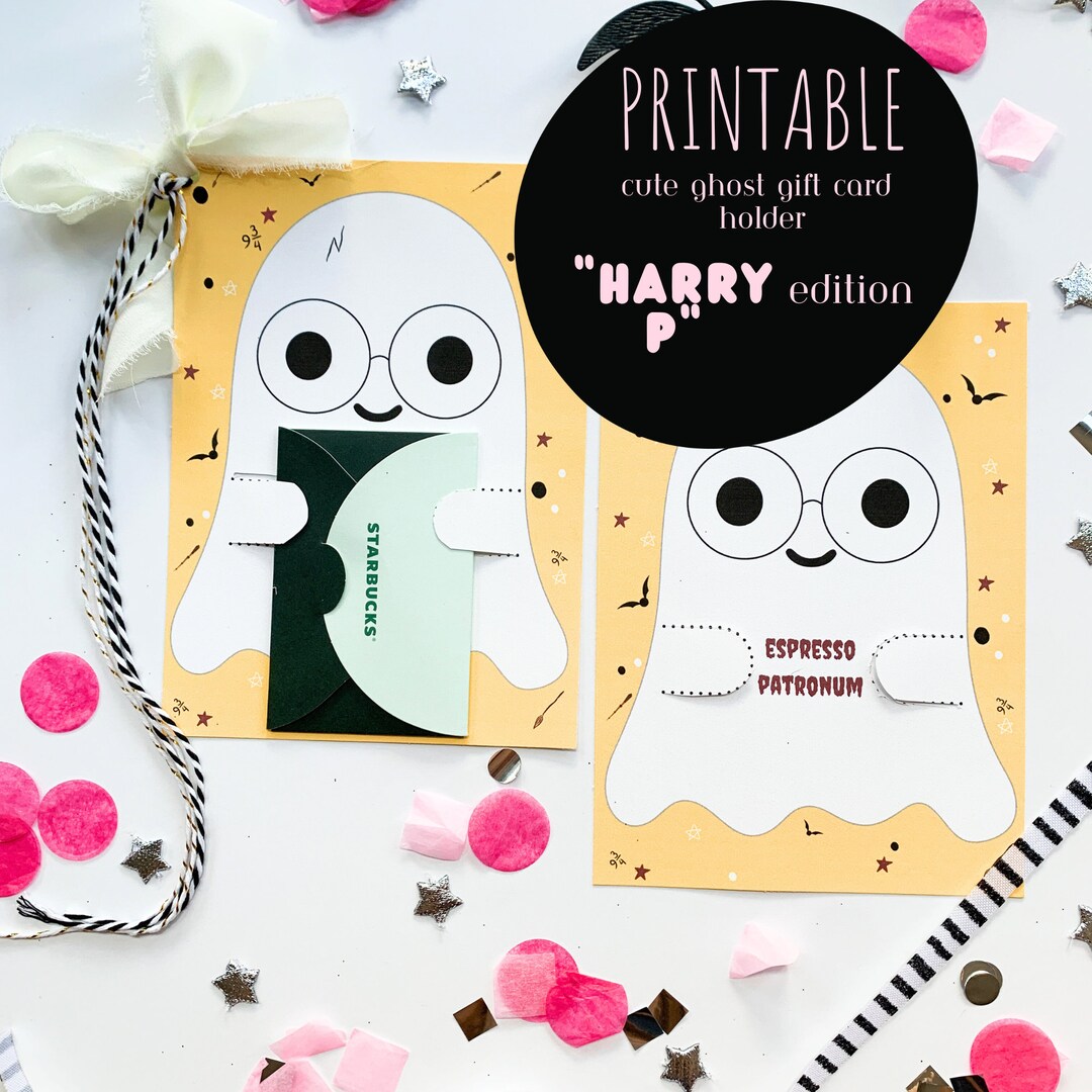 Harry Potter Ghost Gift Card Holder, Halloween Coffee Gift (printable ...