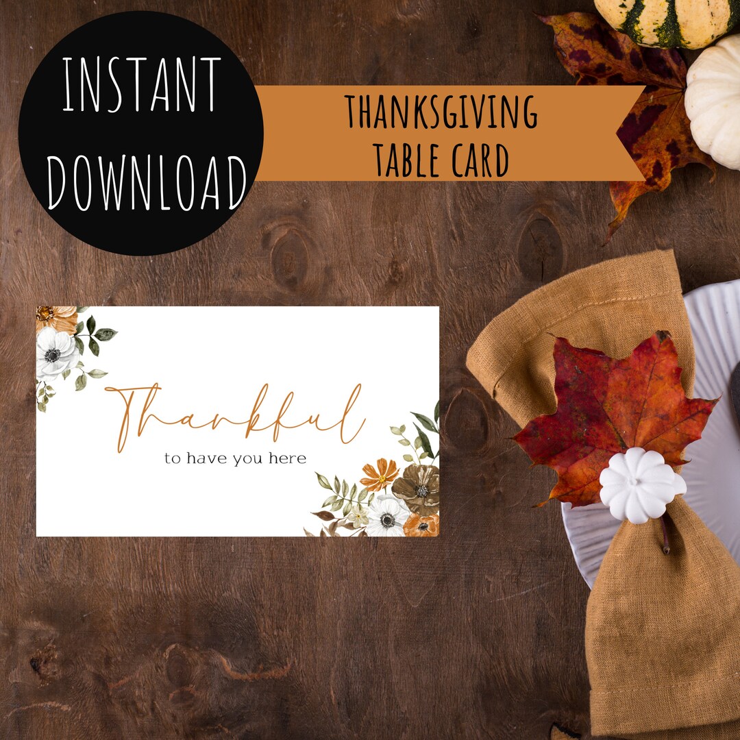 Thanksgiving Table Card Digital Download, Thanksgiving Place Card ...
