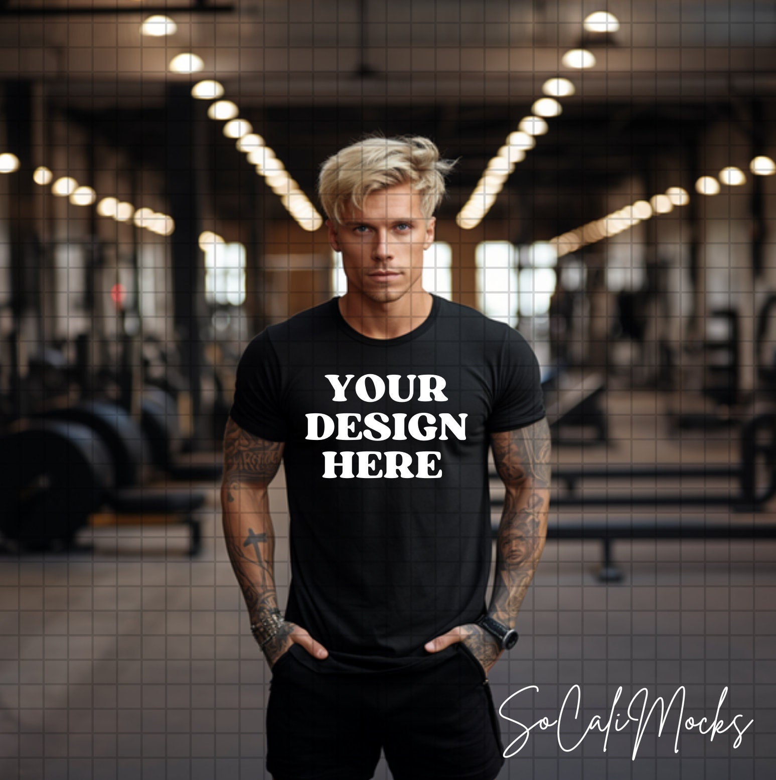 Black Tshirt Mockup Male Model Manly Gym Mockup - Etsy
