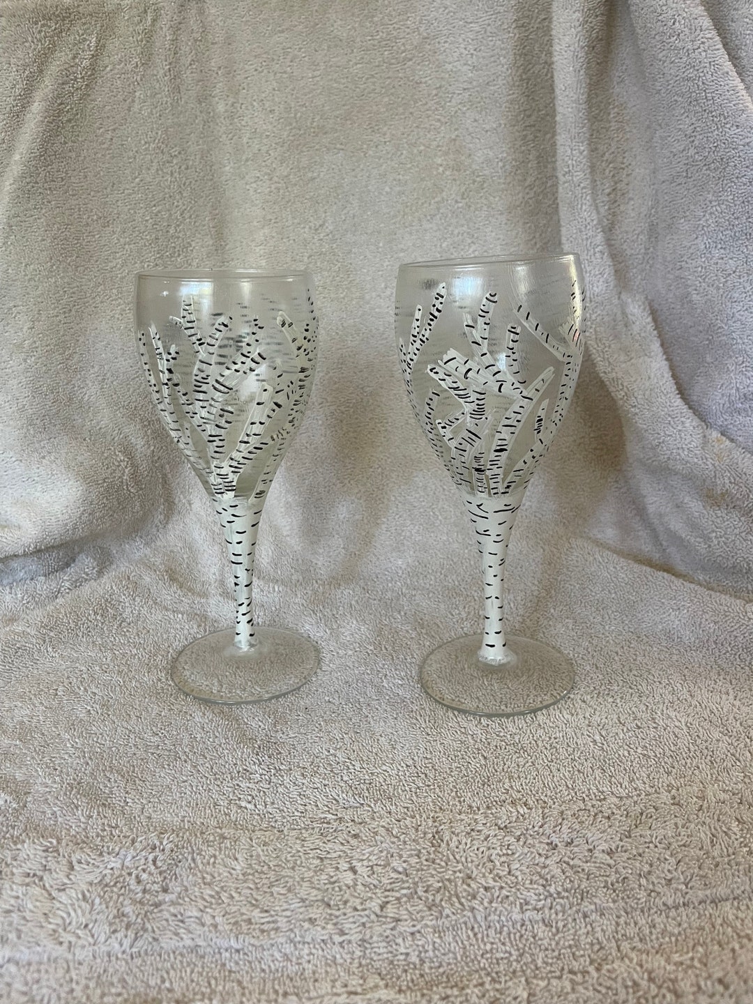 Decorative Birch Tree Wine Glasses - Etsy