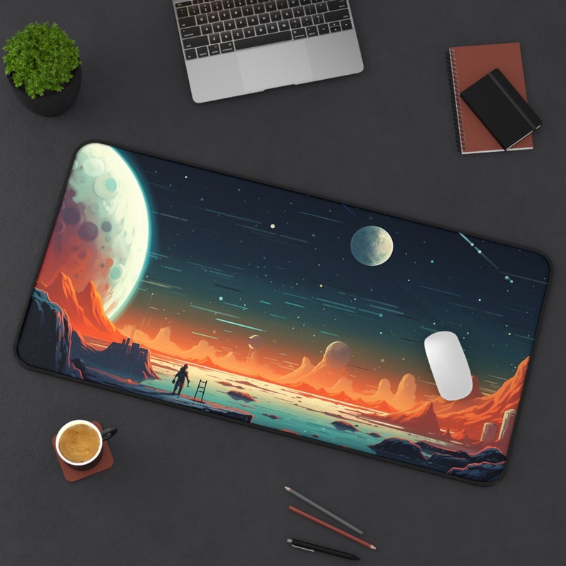 2D Pixel Art Space Anime Gaming Desk Mat, Long Desk Mats, Mousepad ...