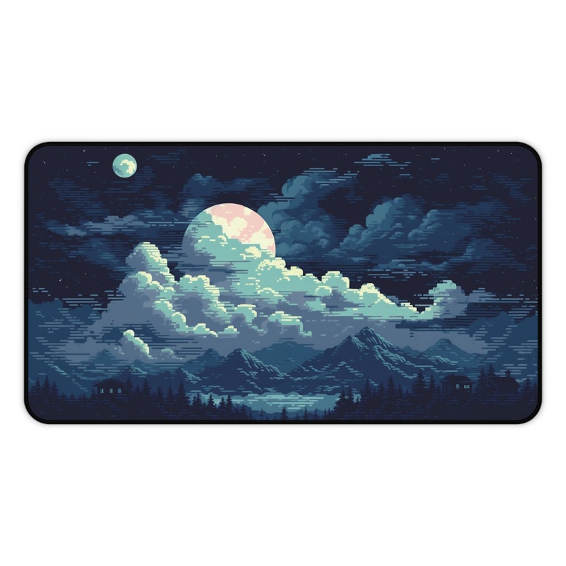 2D Pixelated Clouds Gaming Desk Mat Long Desk Mats - Etsy