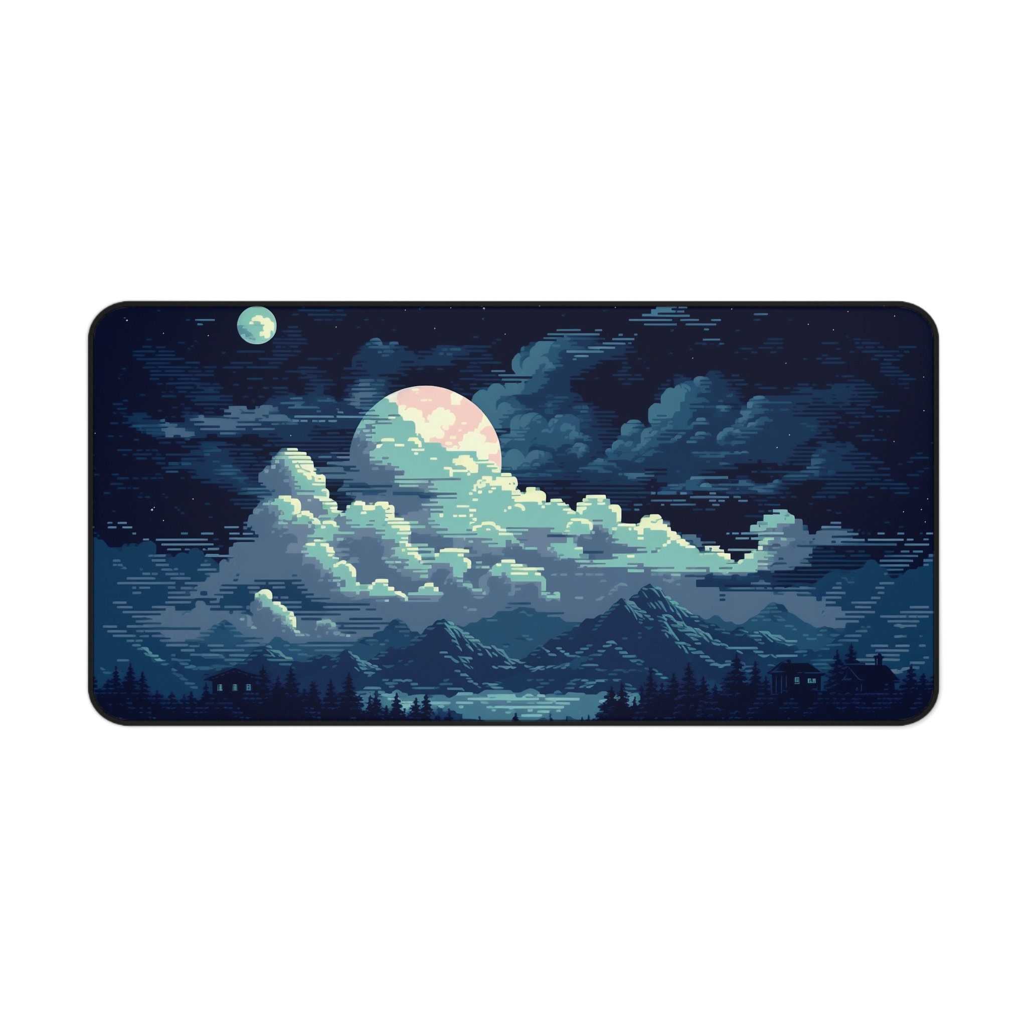 2D Pixelated Clouds, Gaming Desk Mat, Long Desk Mats, Mousepad ...