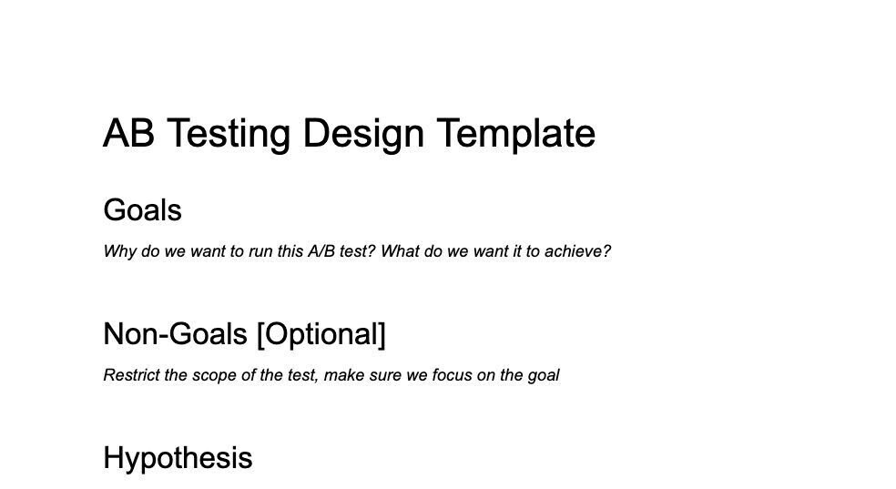 A/B Testing Design Plan Template - Etsy