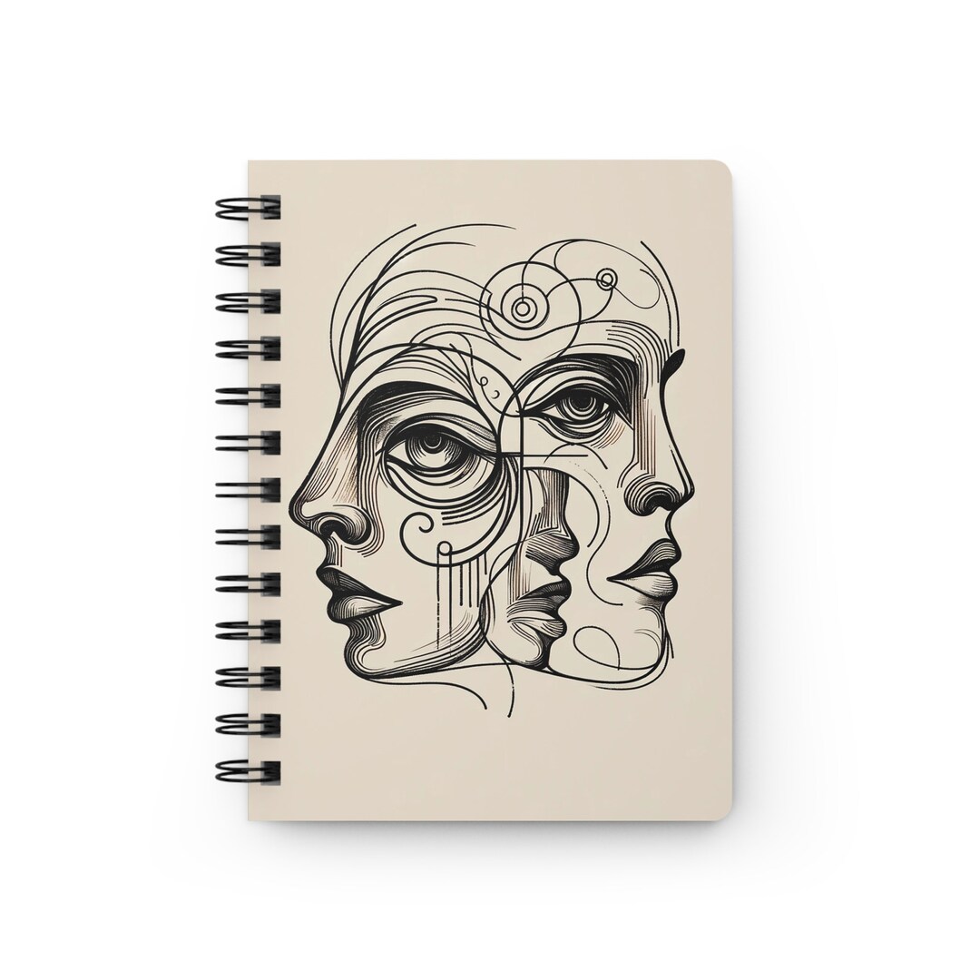 Abstract Faces Sketch Art Journal Spiral Bound Notebook With Expressive ...
