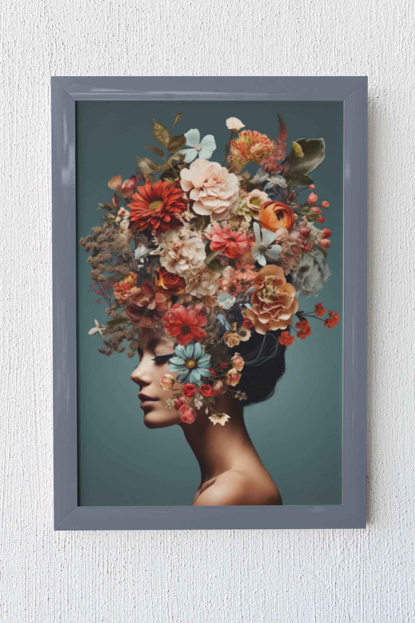 Flower Head Woman Collage Wall Art Head of Flowers Artwork Surreal ...
