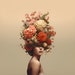 Vintage Flower Head Woman Collage Artwork Head of Flowers Wall Art ...