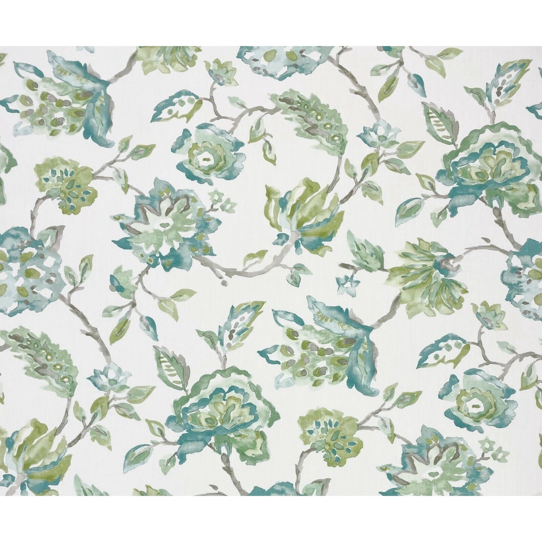 Ballard Designs Springdale Green Watercolor Floral Multiuse Fabric by ...