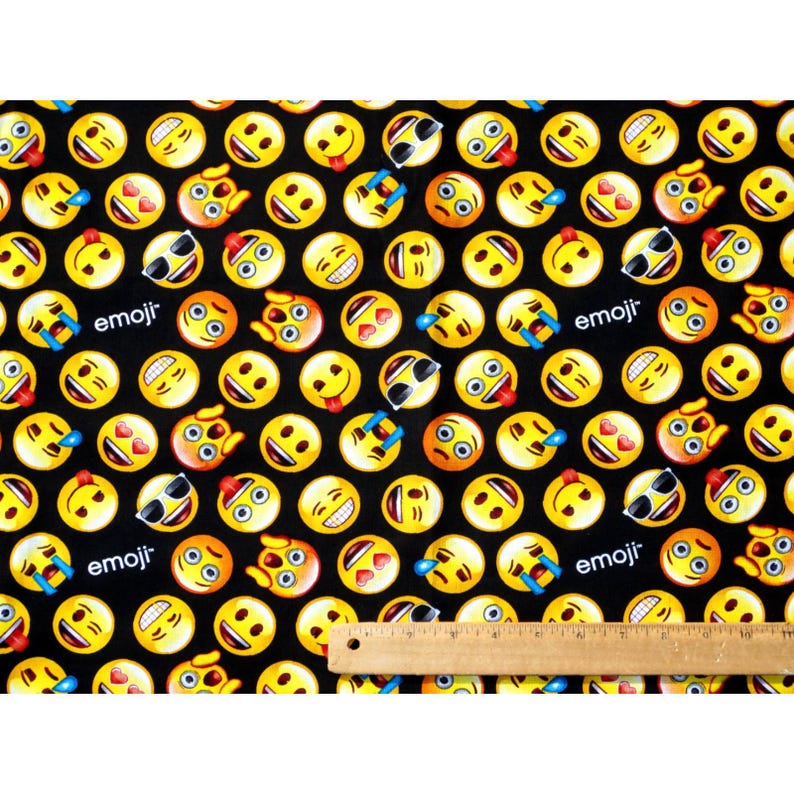 Vintage Emoji Smiley Face Heart Pattern Cotton Fabric Adult Quilting ...