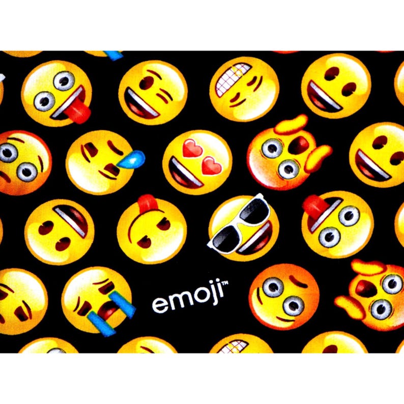 Vintage Emoji Smiley Face Heart Pattern Cotton Fabric Adult Quilting ...