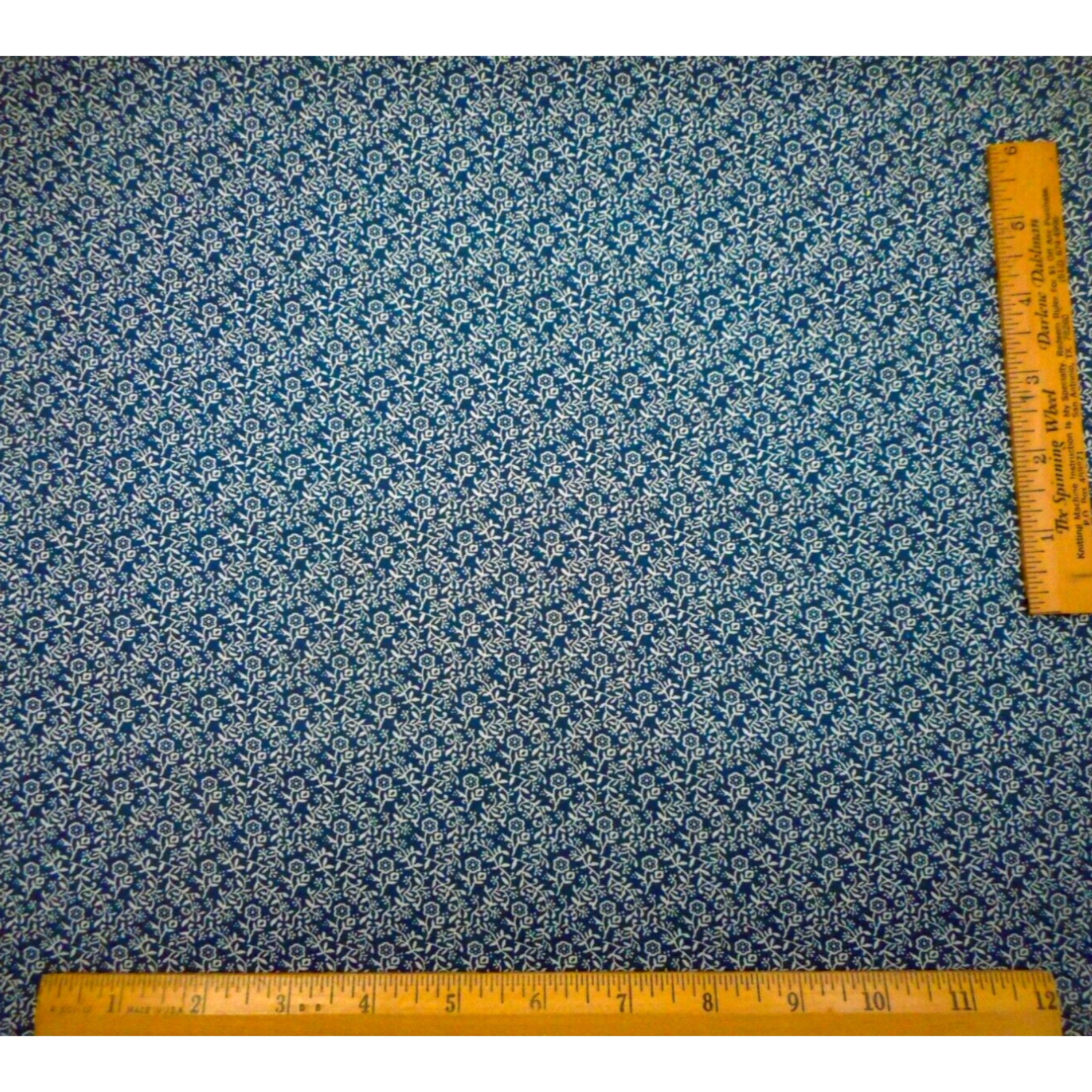 Civil War Reproduction Quilt Fabric 1/2 Yard Sm White Floral Dk Teal ...