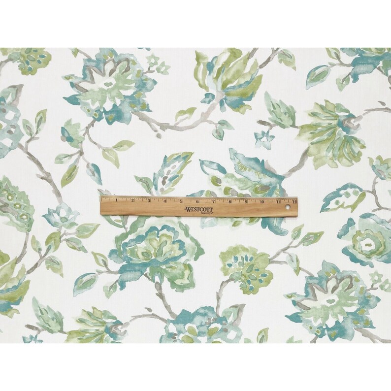 Ballard Designs Springdale Green Watercolor Floral Multiuse Fabric by ...