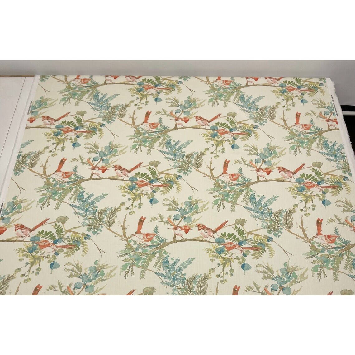 Ballard Designs Vivien Multi Red Birds Floral Multipurpose Fabric by ...