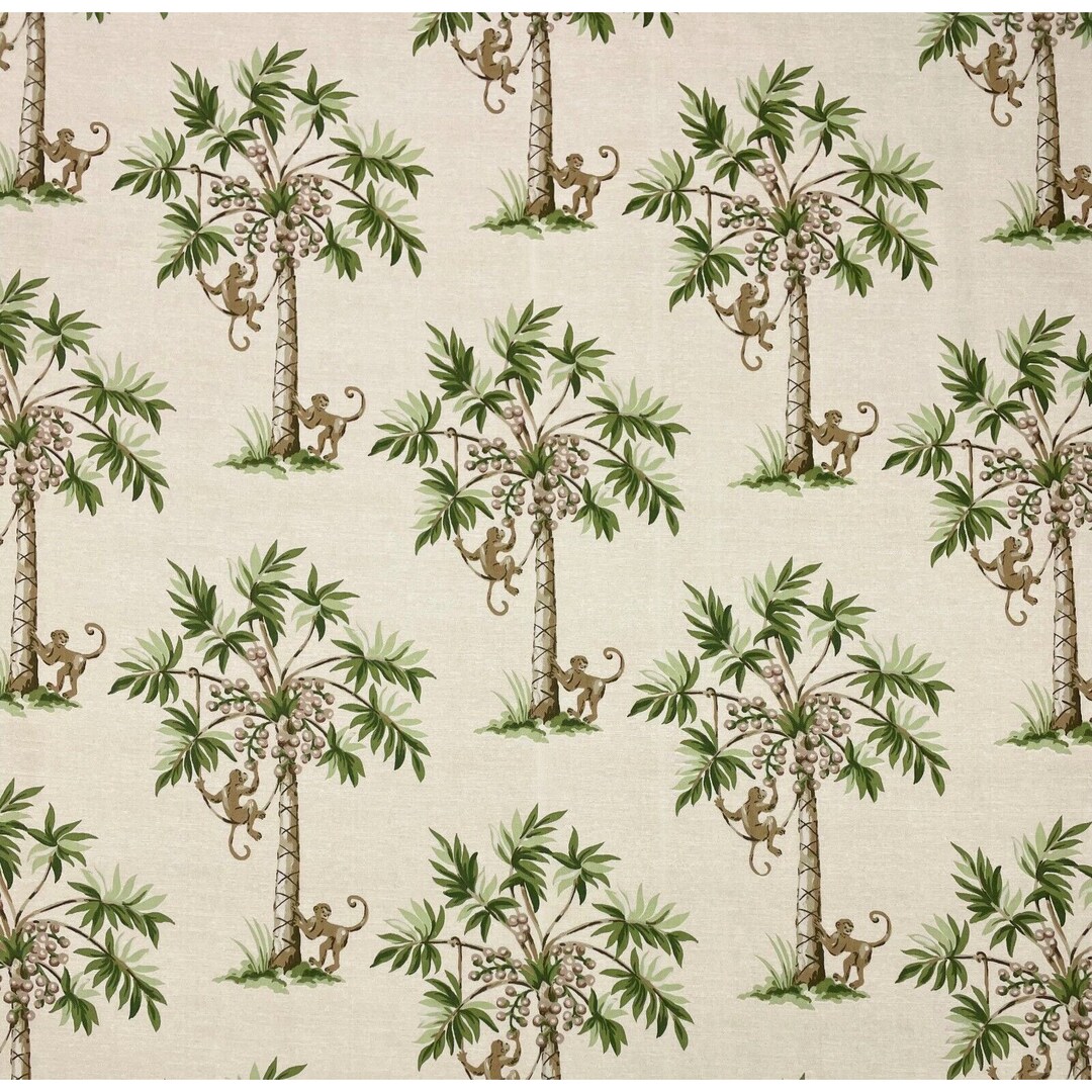 P Kaufmann Pat Freund Palm Tree Monkey Cream Multiuse Cotton Fabric by ...