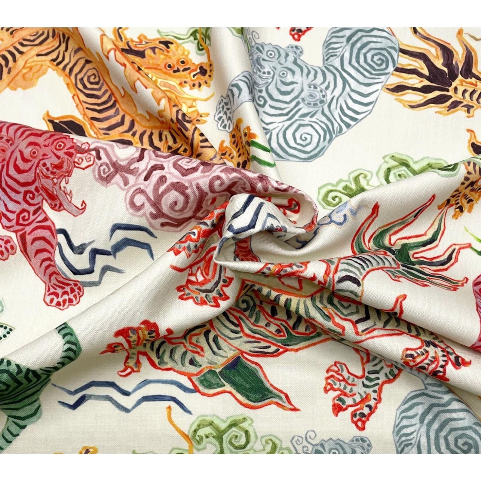 Vintage Hamilton Fabrics Himalaya Natural Fabric by the Yard 54w 100% ...