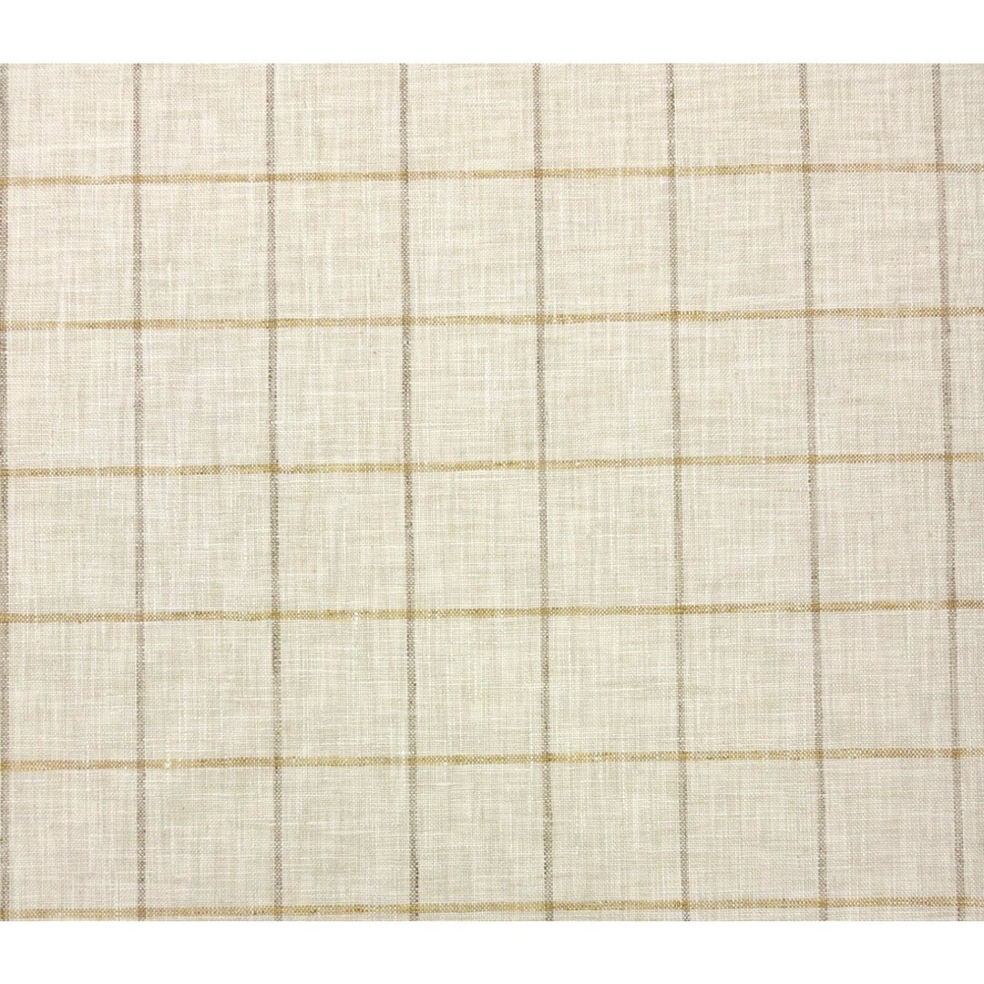 Ballard Designs Stroud Plaid Mustard Ivory Windowpane Woven Fabric by ...