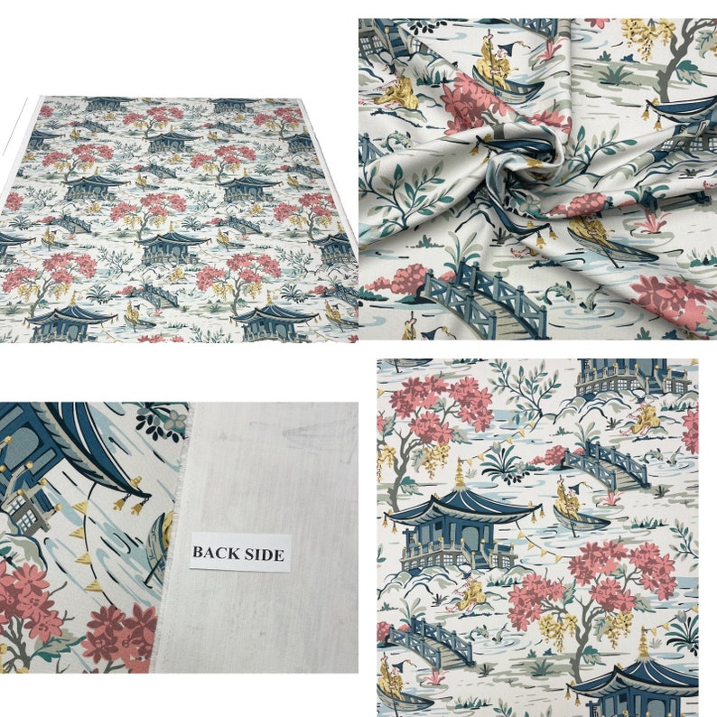 Hamilton Teahouse Slate Chinoiserie Asian Toile Multiuse Fabric by the ...