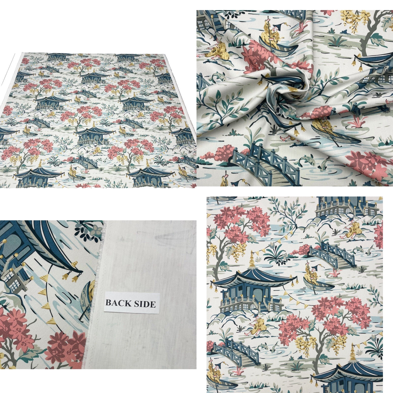 Hamilton Teahouse Slate Chinoiserie Asian Toile Multiuse Fabric by the ...