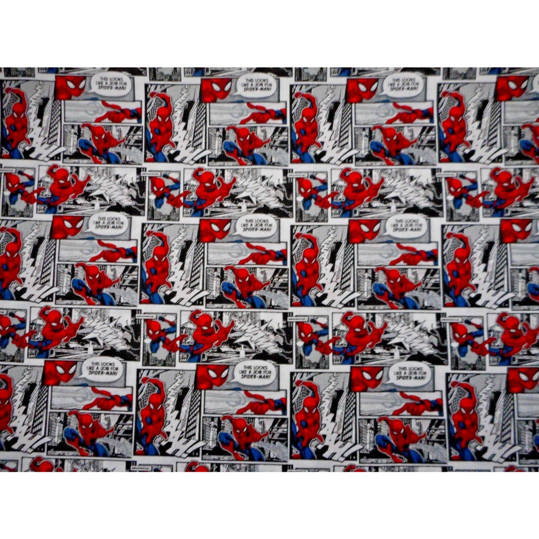 Quilt Fabric by the Half-yard Marvel Spiderman Comic Panels Premium ...