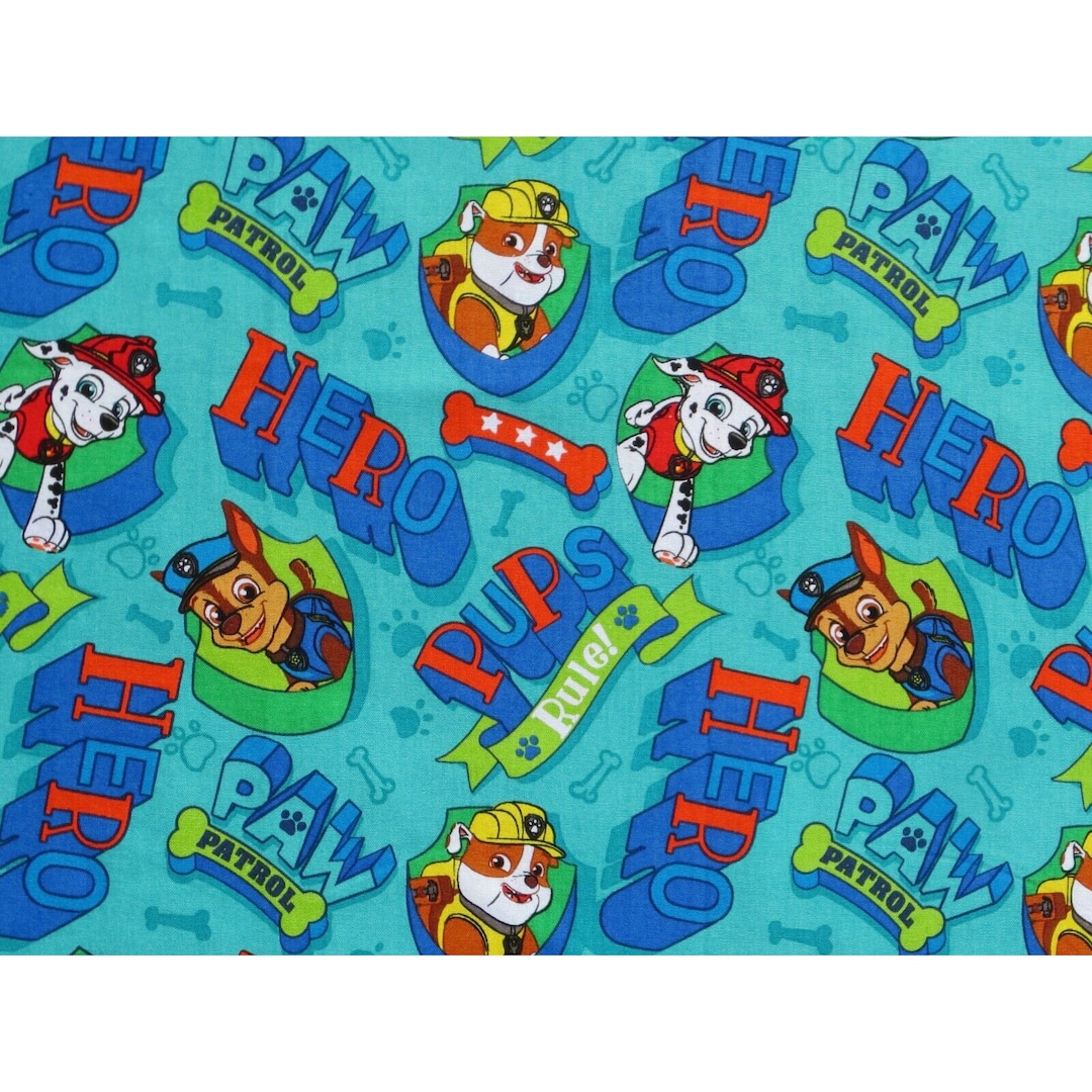 Fat Quarter Paw Patrol Fabric Chase Rubble Marshall Hero Pups Boy Dogs ...