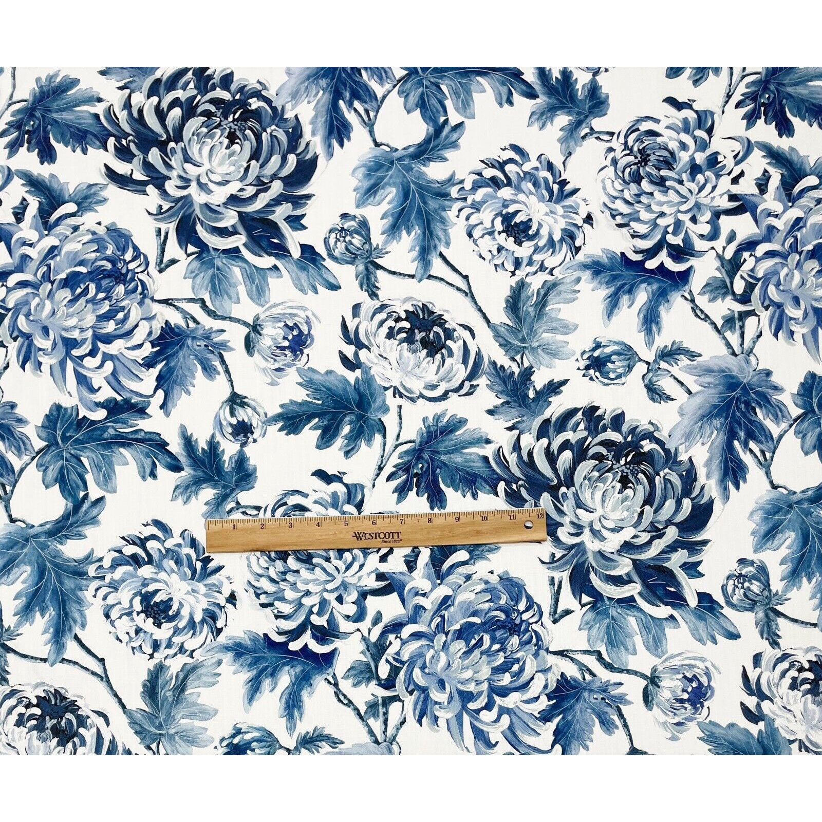 Ballard Designs Alora Blue Ivory Oversized Floral Multiuse Fabric by ...