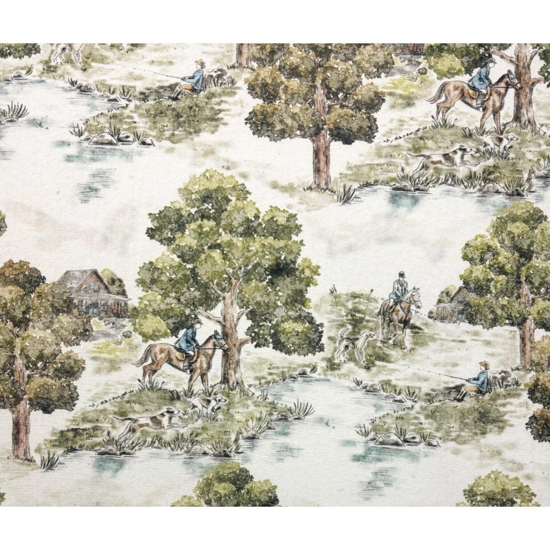 Vintage Hamilton Fabrics Shadybrook Fern Toile Cotton by the Yard 54w ...