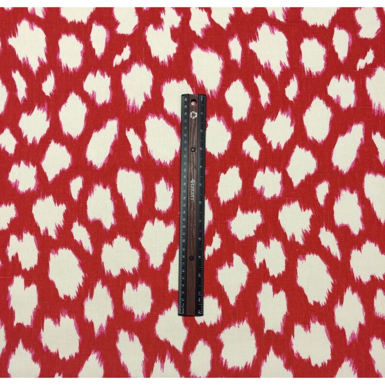 Ballard Designs Ariel Red Kate Spade Leokat Maraschino Animal Fabric by ...