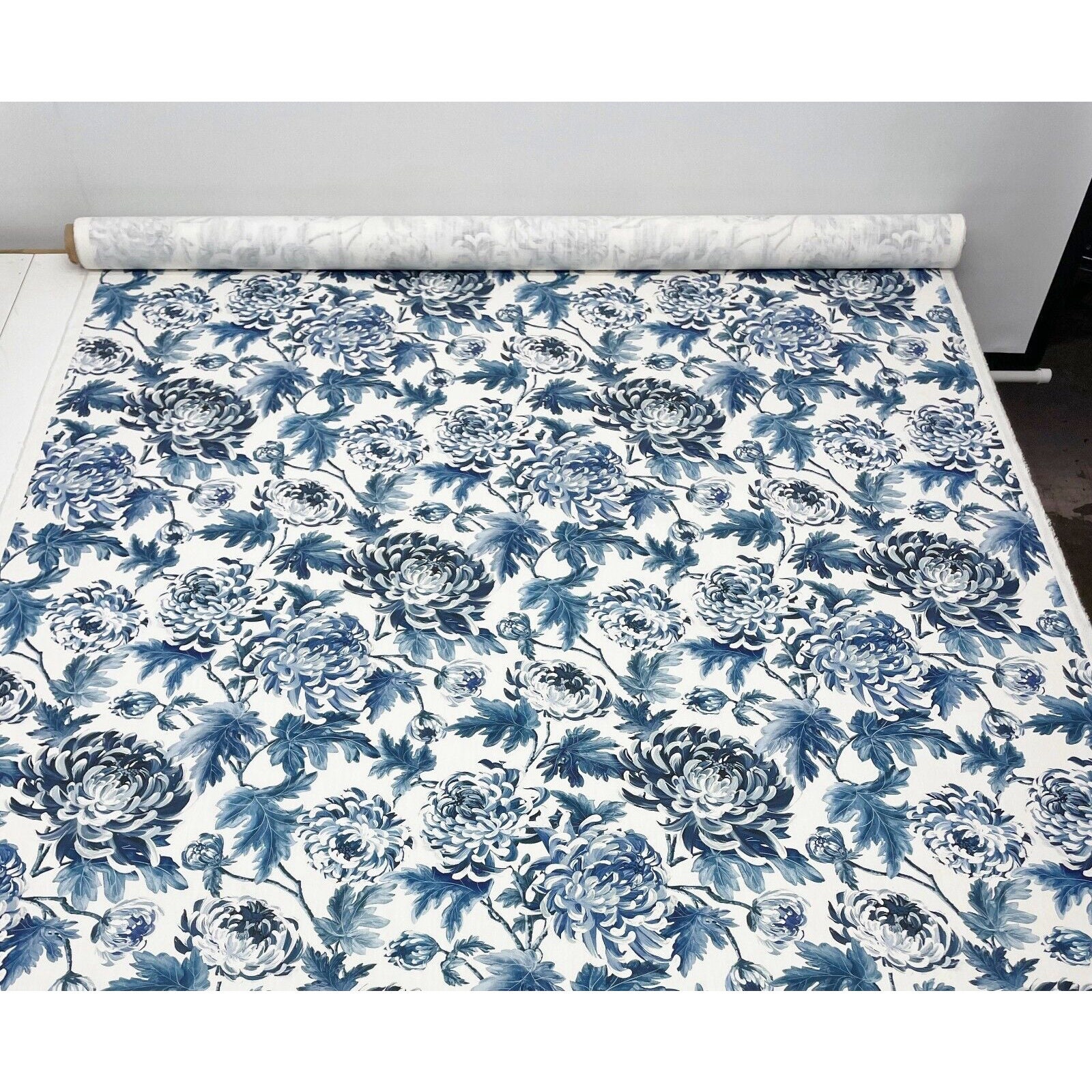 Ballard Designs Alora Blue Ivory Oversized Floral Multiuse Fabric by ...