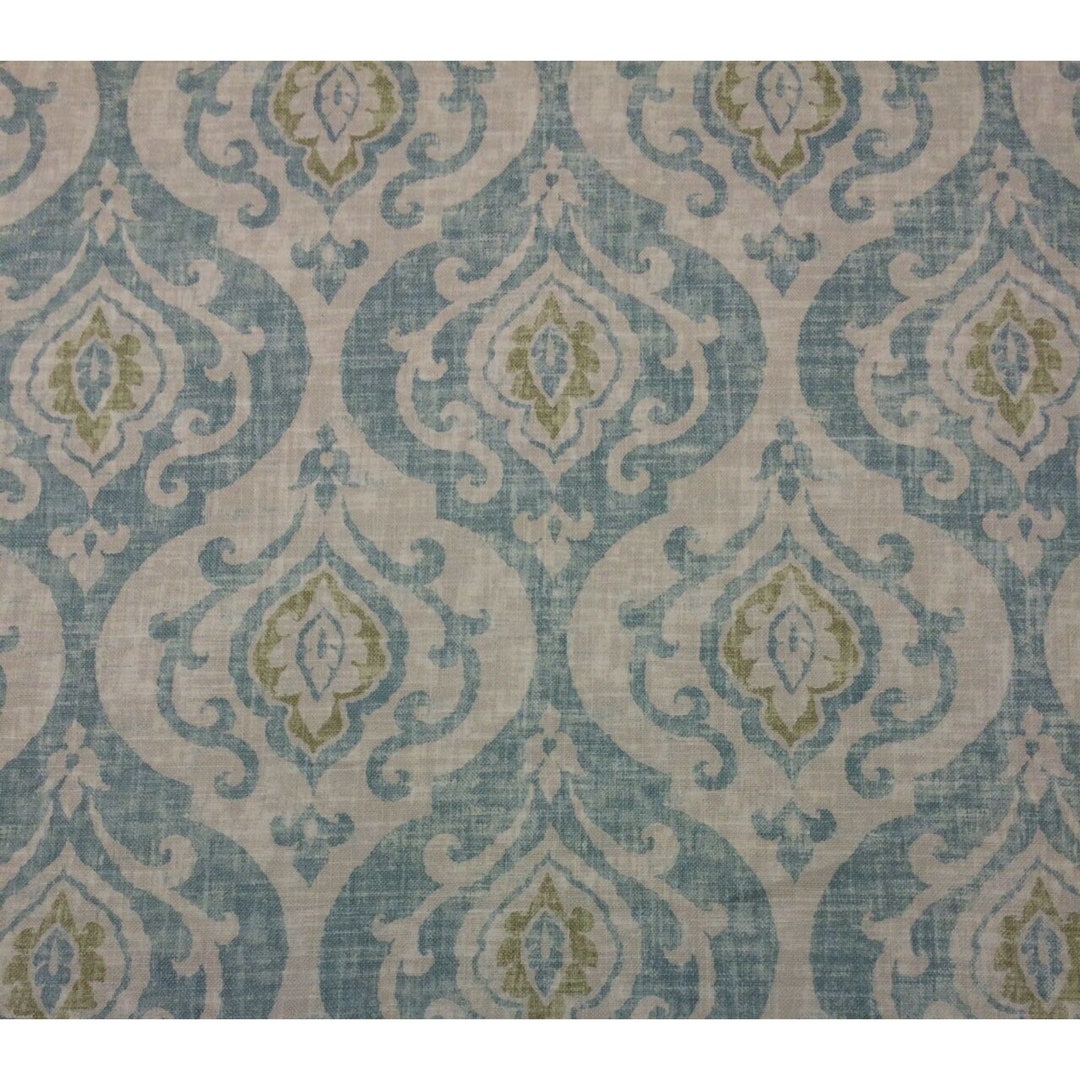 Ballard Designs Arryanna Spa Blue Damask Basketweave Fabric by the Yard ...
