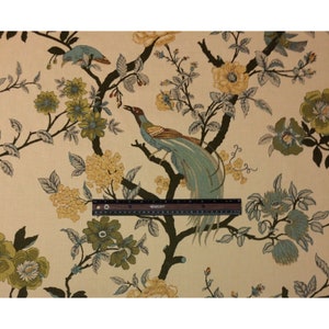 Ballard Designs Willa Parchment Floral Exotic Bird Highend Fabric by ...