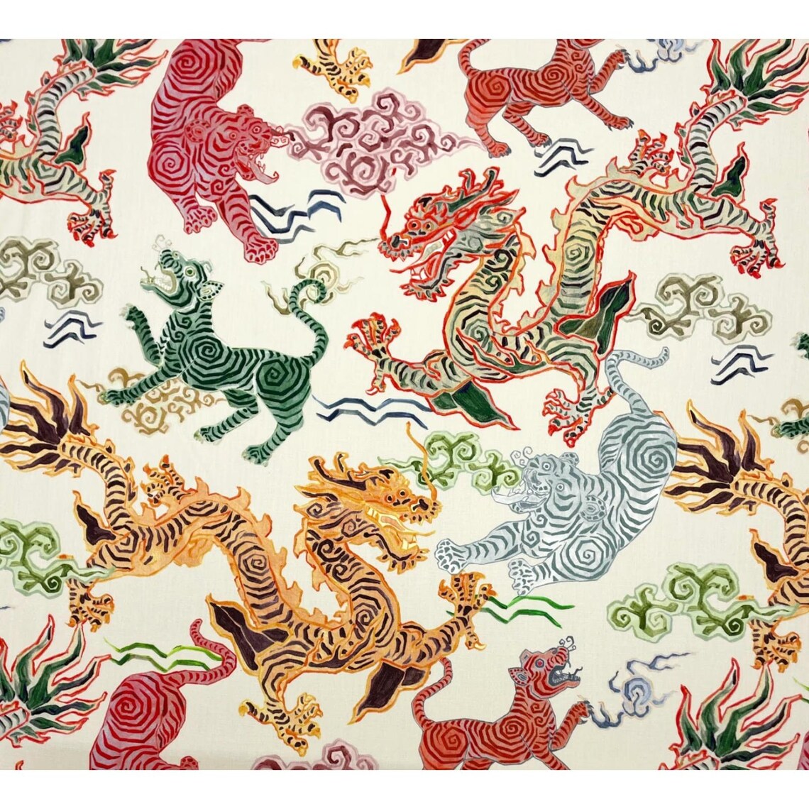 Vintage Hamilton Fabrics Himalaya Natural Fabric by the Yard 54w 100% ...