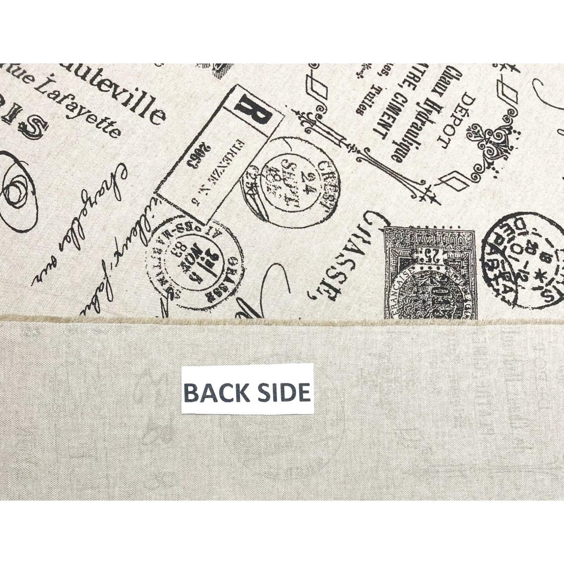 Designer French Postal Script Black Paris Postage Multiuse Fabric by ...