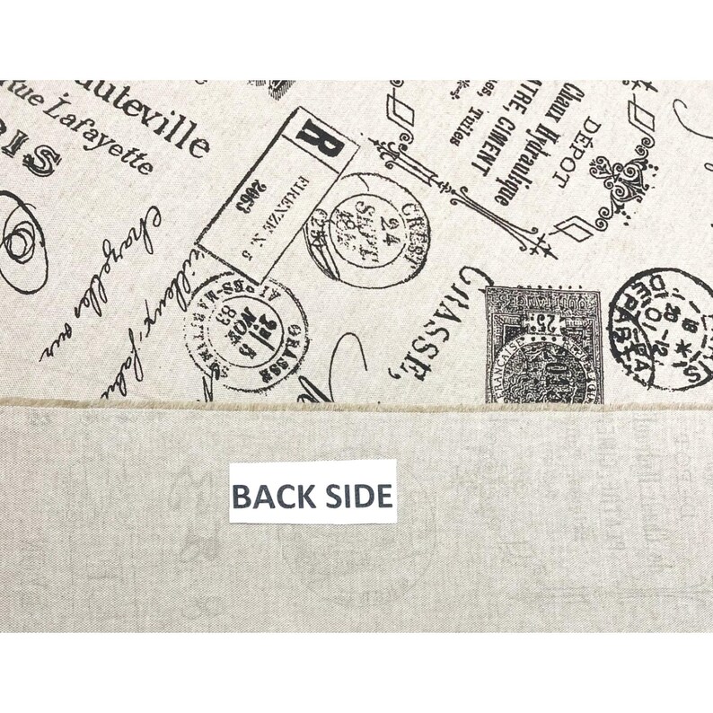 Designer French Postal Script Black Paris Postage Multiuse Fabric by ...