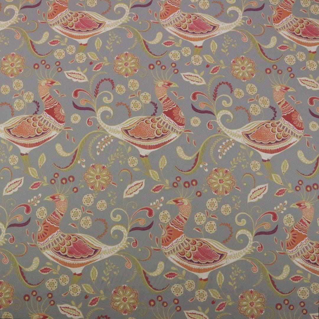 Richloom Fantasy Angora Beige Large Bird Cotton Twill Fabric by Yard ...