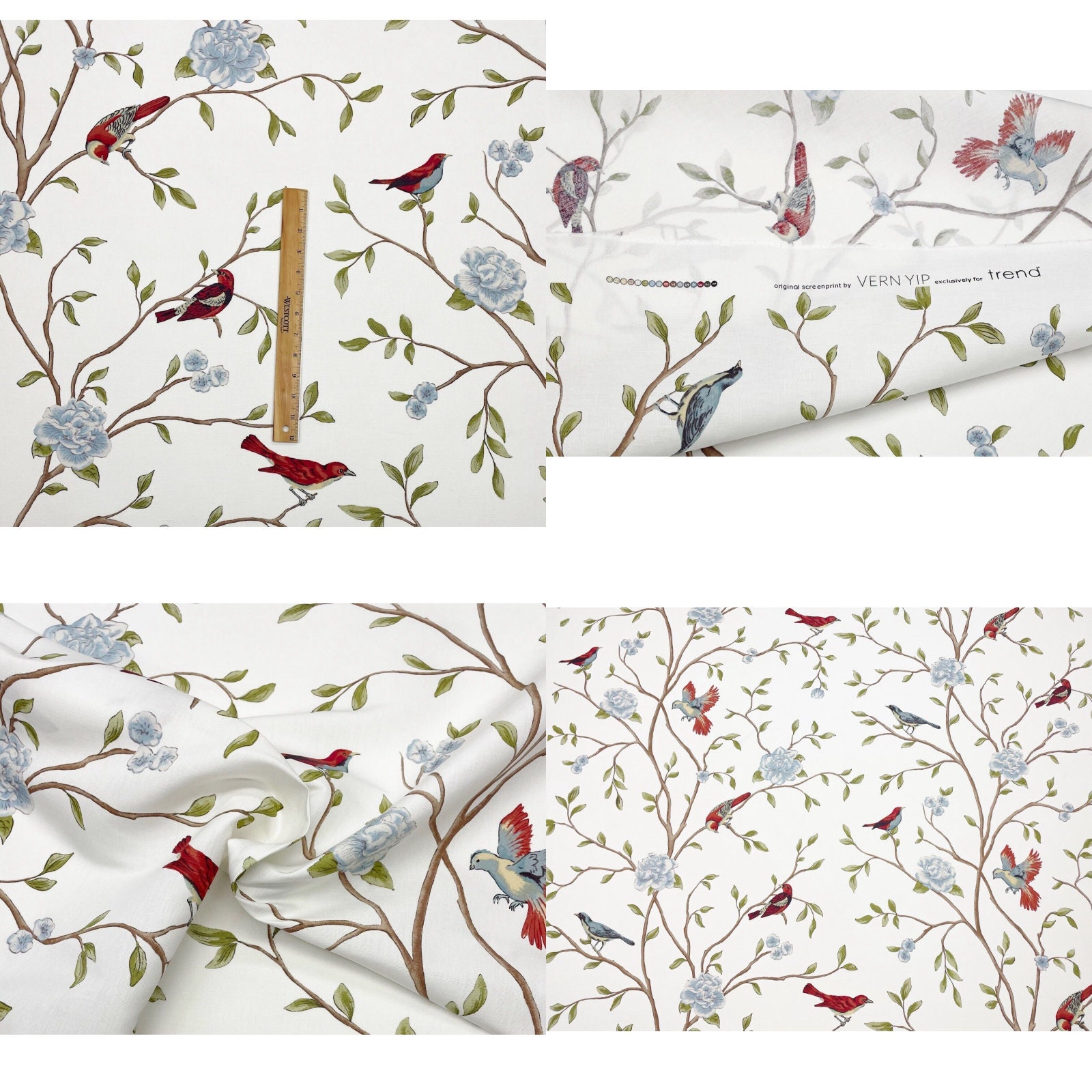 Trend Vern Yip Jamison Exotic Garden Bird Linen Multiuse Fabric by Yard ...