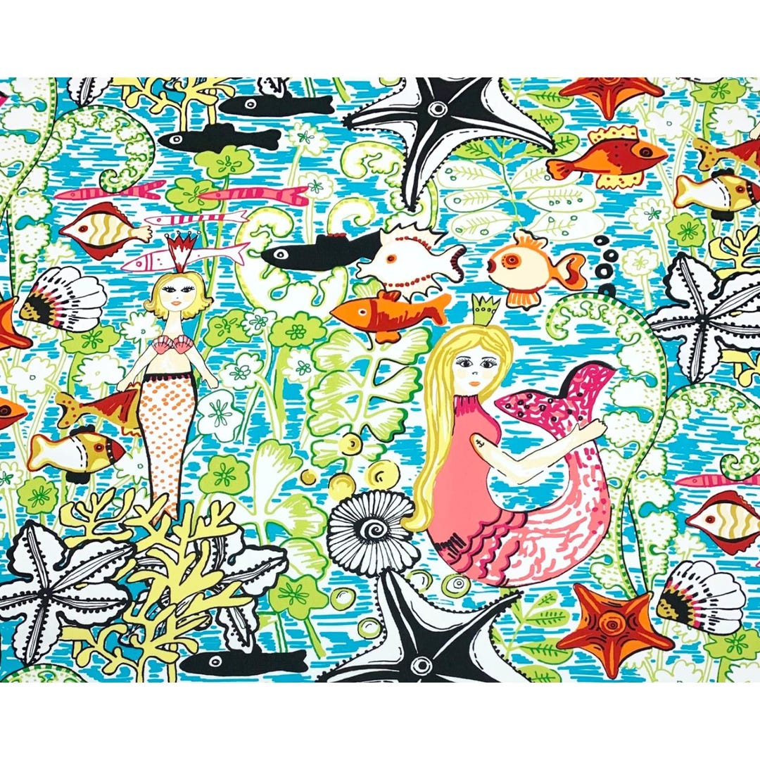 Covington Mermaids Bubble Gum Pink 100% Cotton Twill Fabric by Yard 54w ...