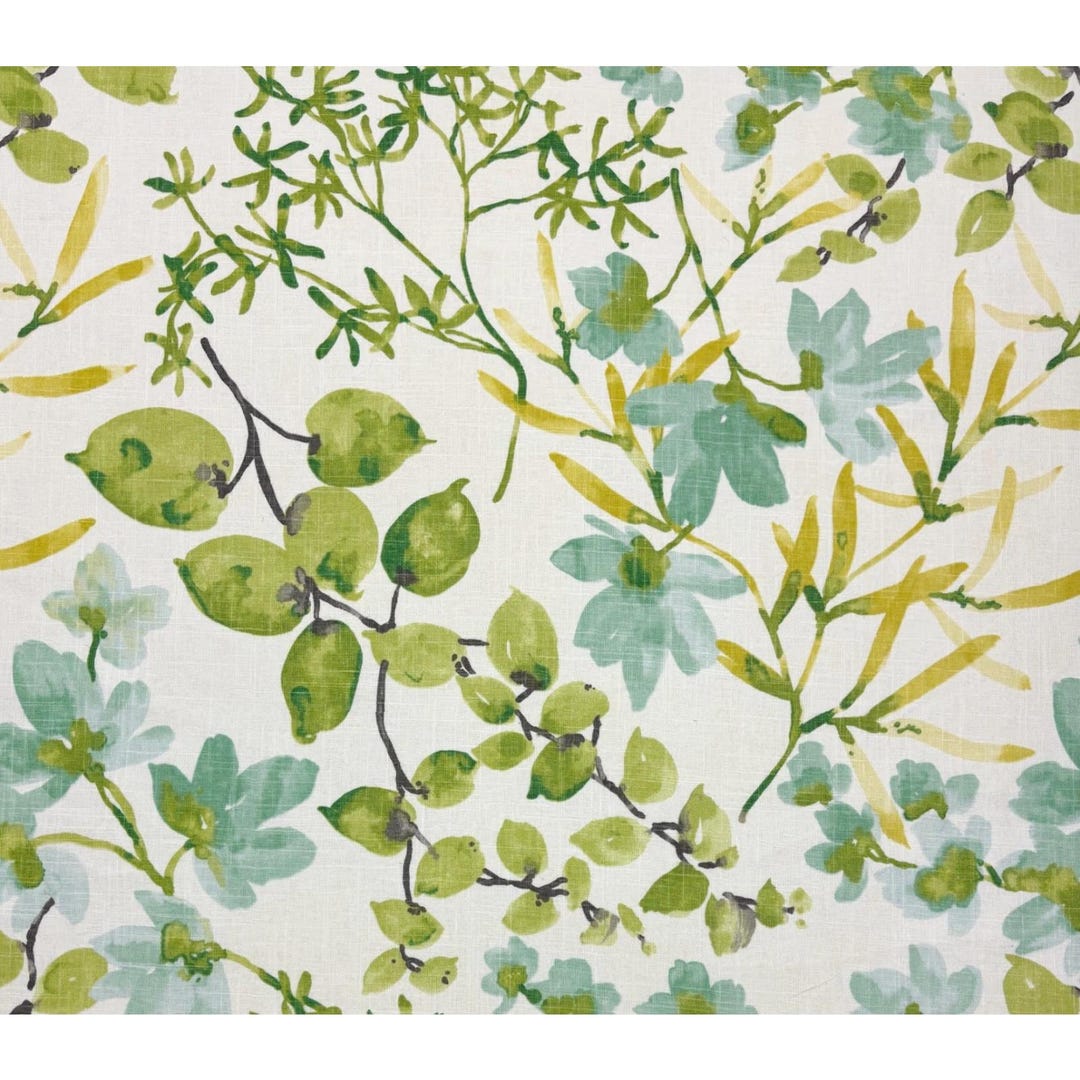 Braemore Gazebo Citrus Green Fruit Floral Linen Multiuse Fabric by the ...