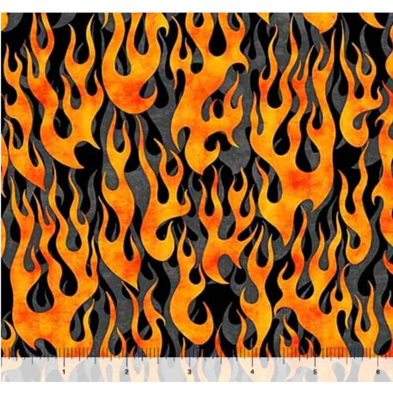 Fat Quarter Fabric 5 Alarm Flames Fire Gray 100% Cotton Quilting ...