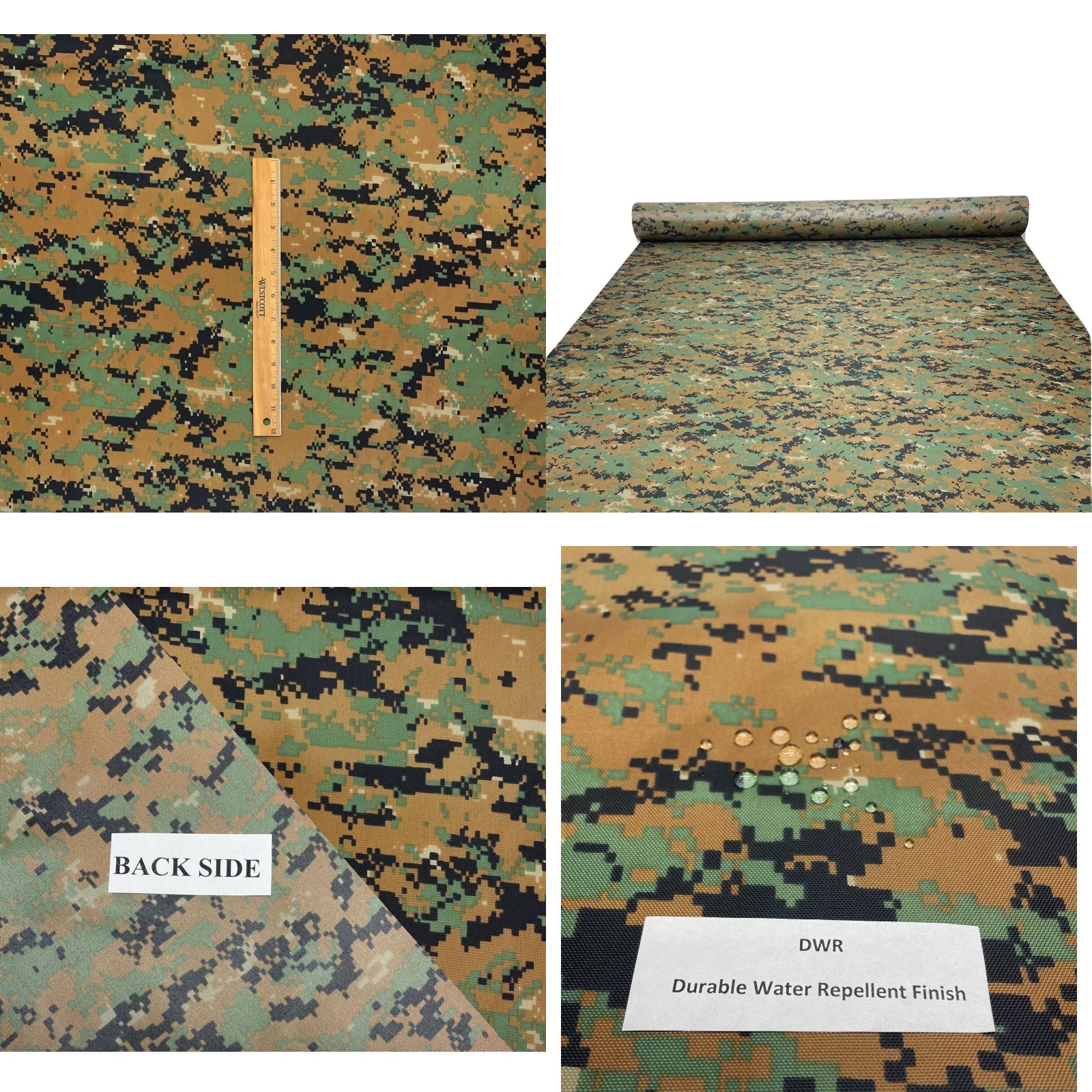 Marpat Woodland Military Digital Camo 400d Nylon Cordura Dwr Fabric by ...