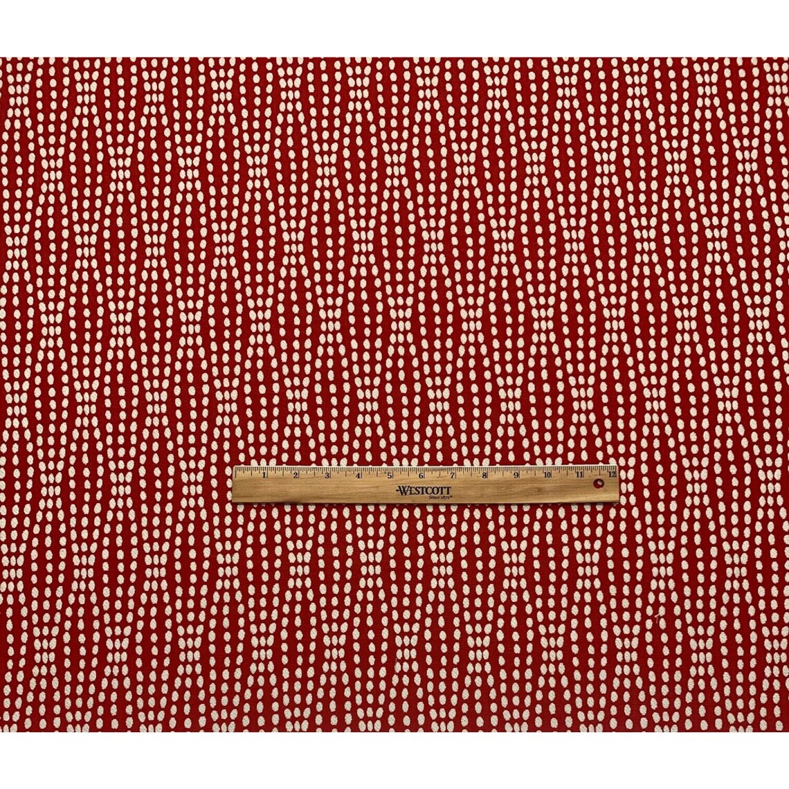 Waverly Strands Scarlet Red off White Geo Dot Woven Jacquard Fabric by ...