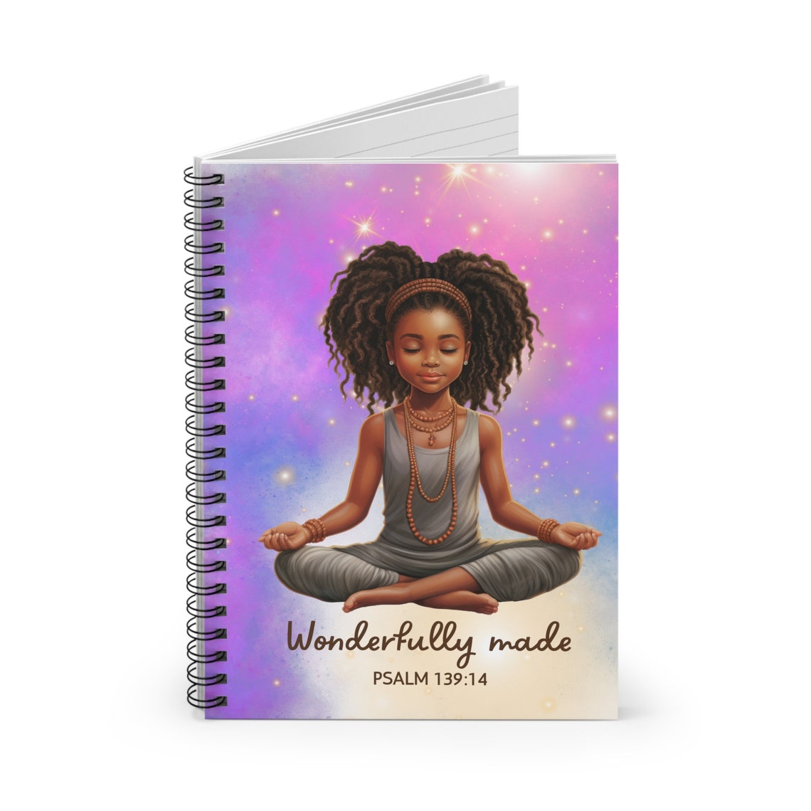 Serenity Spiral Notebook, Cute Yogi Girl Notebook, Psalm Notebookr, 6x8 ...