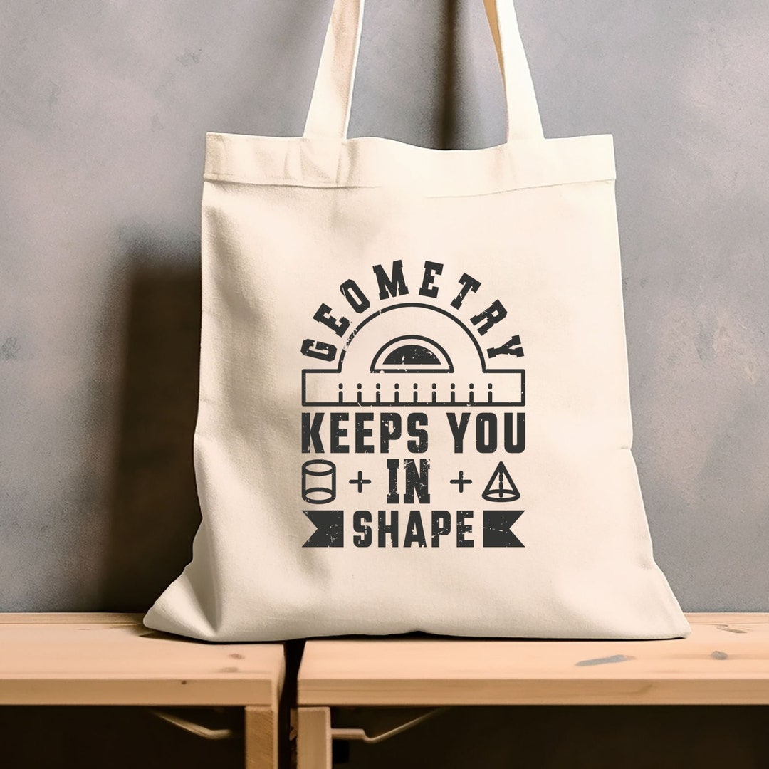 Cute Math Teacher Tote, Math Teacher Gifts, Canvas Tote Bag, Geometry ...