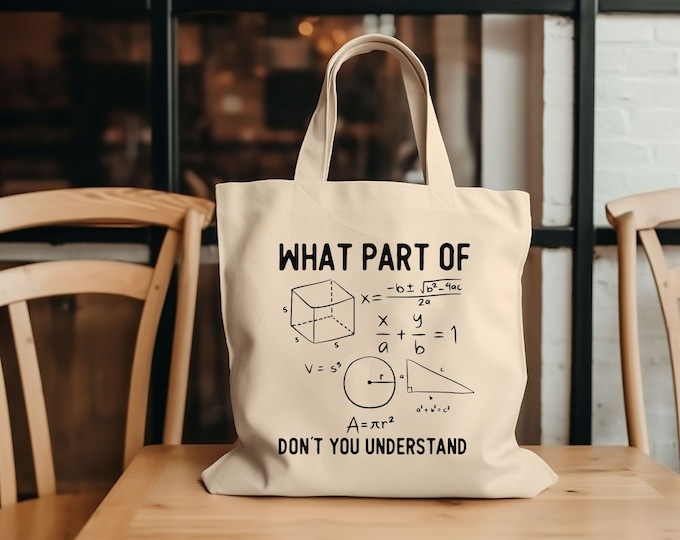 Math Teacher Tote Bag Featuring Mathematical Formulas and Charts ...