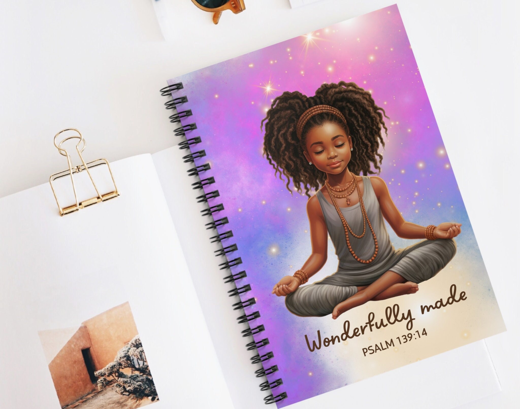 Serenity Spiral Notebook, Cute Yogi Girl Notebook, Psalm Notebookr, 6x8 ...