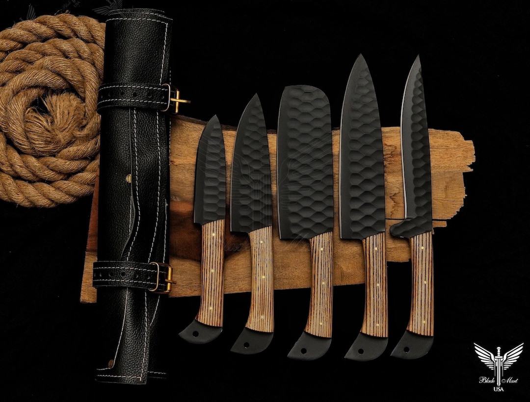 Hand Forged Knife Set, | Kitchen Knife Set | Damascus Knife Set ...