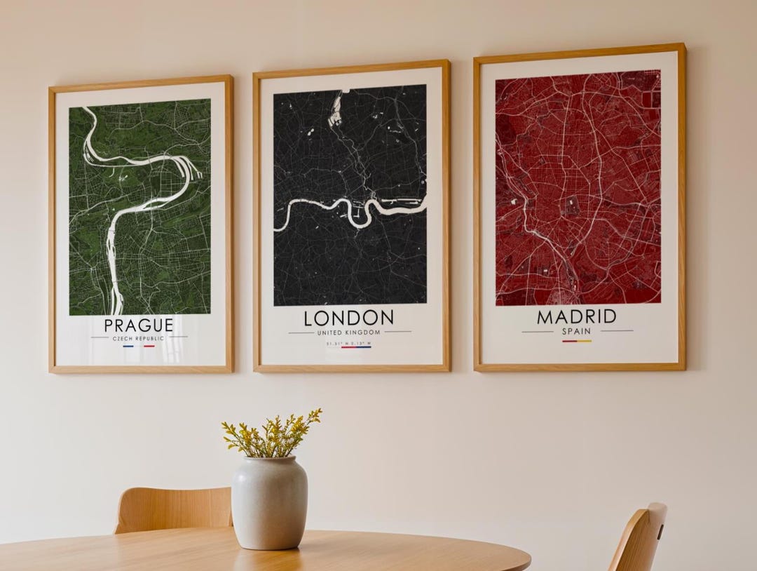 Custom Map Prints Digital Download - Map Print, Personalised Map, City ...