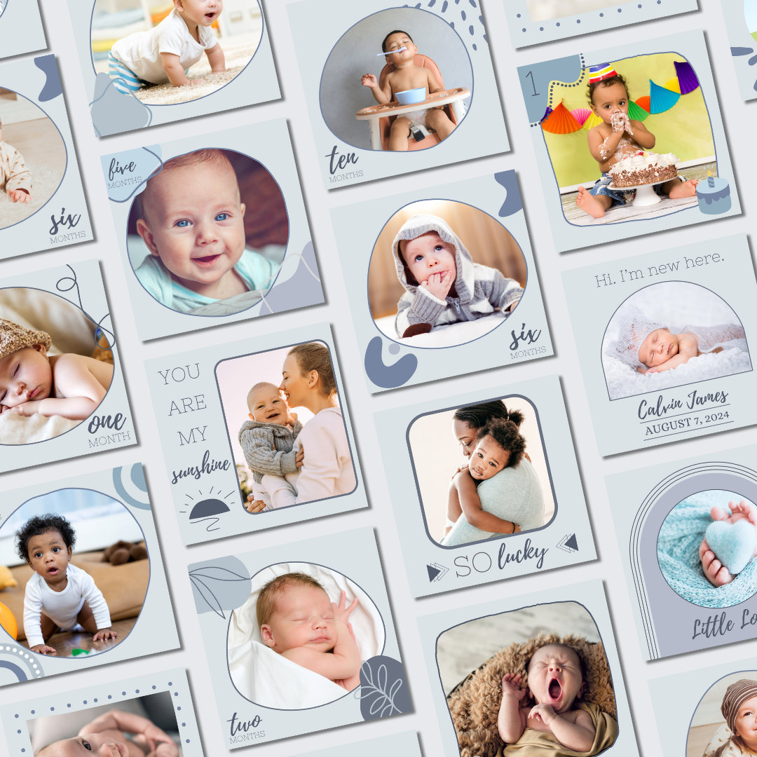 Baby Boy Monthly Milestone Digital Download-abstract Boho Photo ...