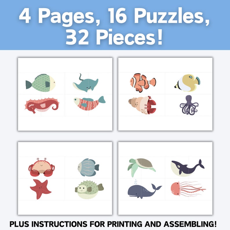 Magnetic Tile Ocean Printable Puzzle. Under the Sea Toddler Activity ...