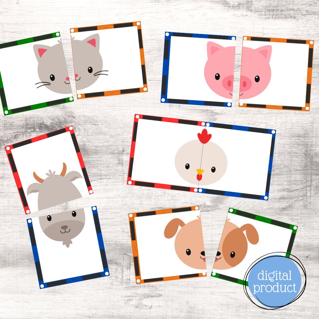 Magnetic Tile Farm Animalsprintable Puzzle. Educational Toddler ...